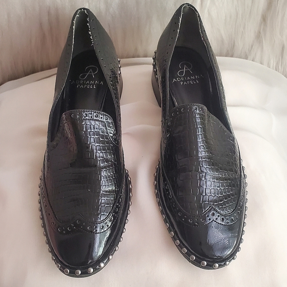 Adrianna Papell Shoes Black Shiny Leather Paloma Loaf… - Gem